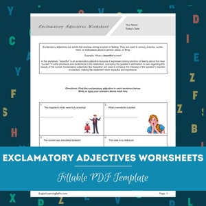Exclamatory Adjectives Worksheets Bundle for English Learners and ...