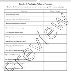 Reflexive Pronouns Lesson: Introduction + 3 Worksheets (editable ...