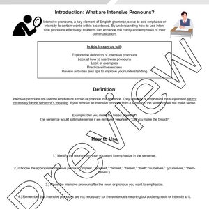 Intensive Pronouns Lesson: Introduction + 3 Worksheets (editable ...