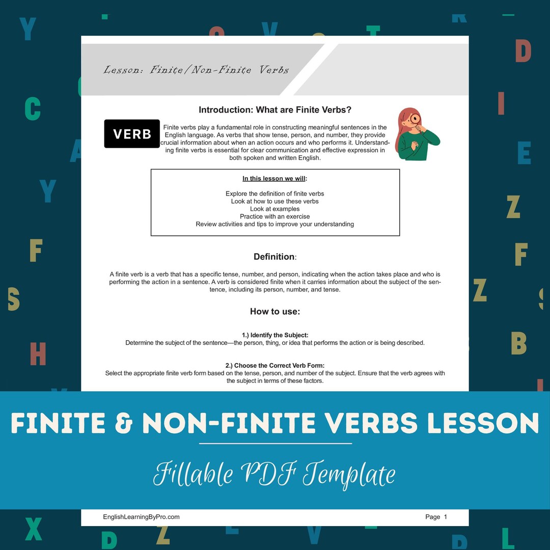 Finite and Non-finite Verbs Lesson: Introduction 2 Worksheets editable ...