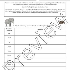 Descriptive Adjectives Worksheets Bundle for English Learners and ...