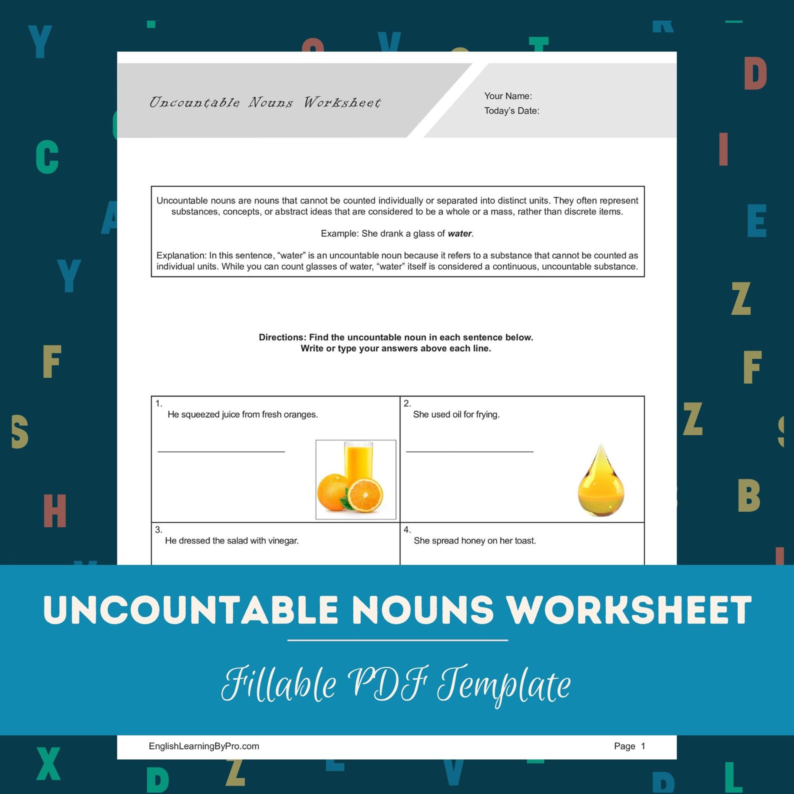 Noun Worksheets Bundle for English Learners and English Teachers ...