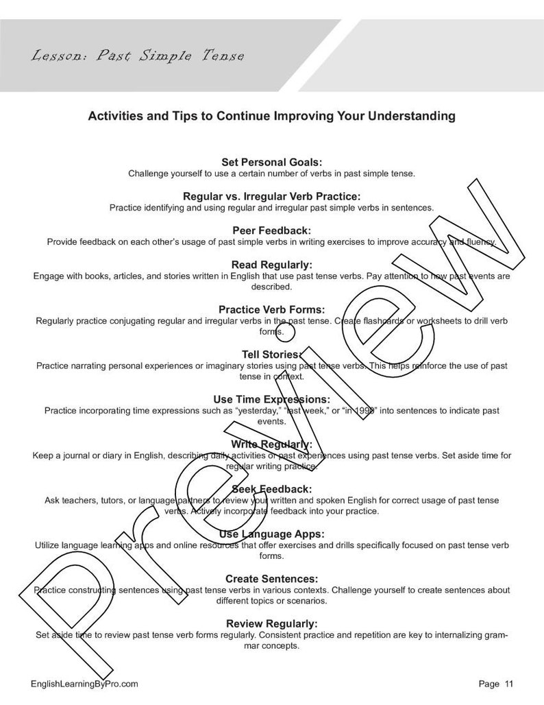 Past Simple Tense Verbs Lesson: Introduction + 3 Worksheets (editable ...