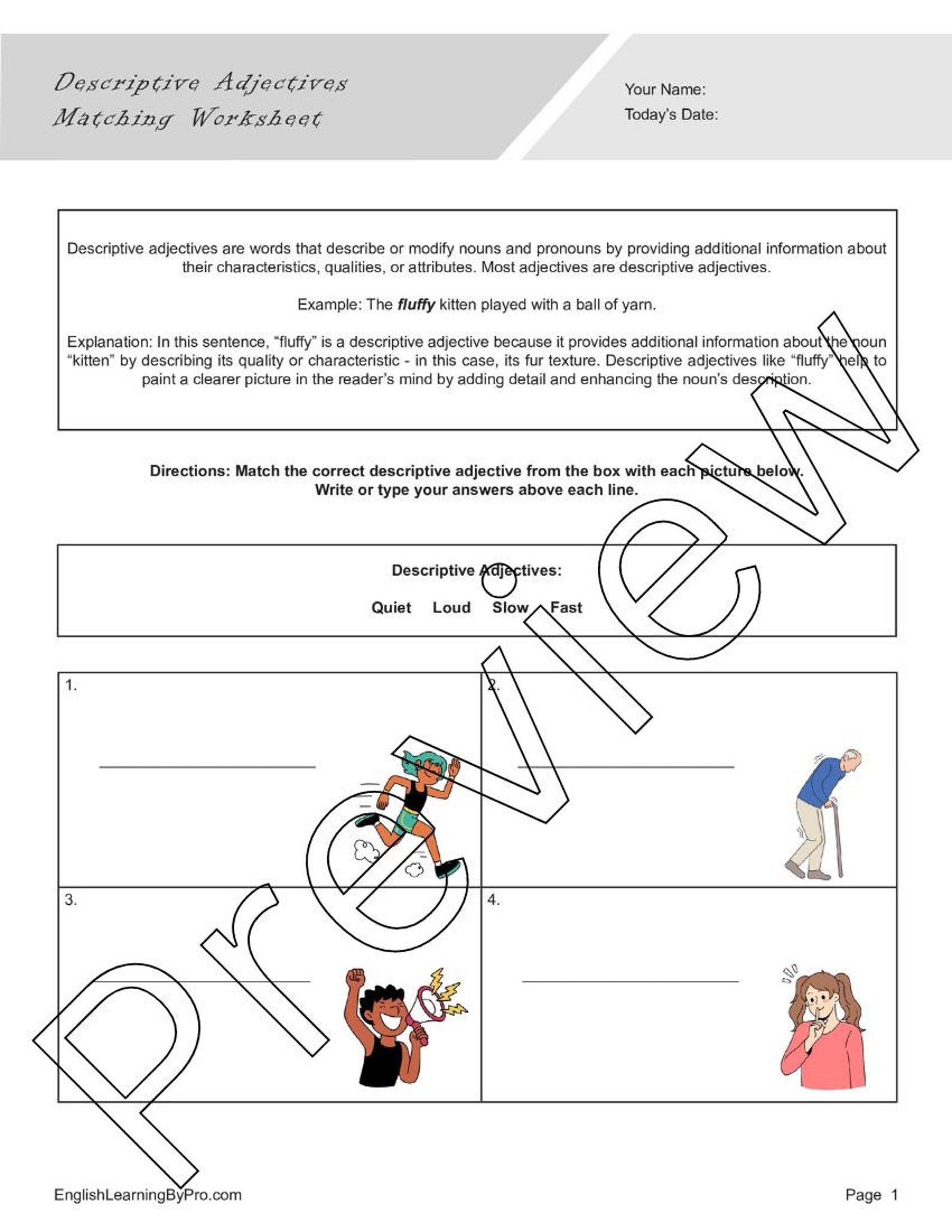 Descriptive Adjectives Worksheets Bundle for English Learners and ...