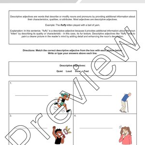 Descriptive Adjectives Worksheets Bundle for English Learners and ...
