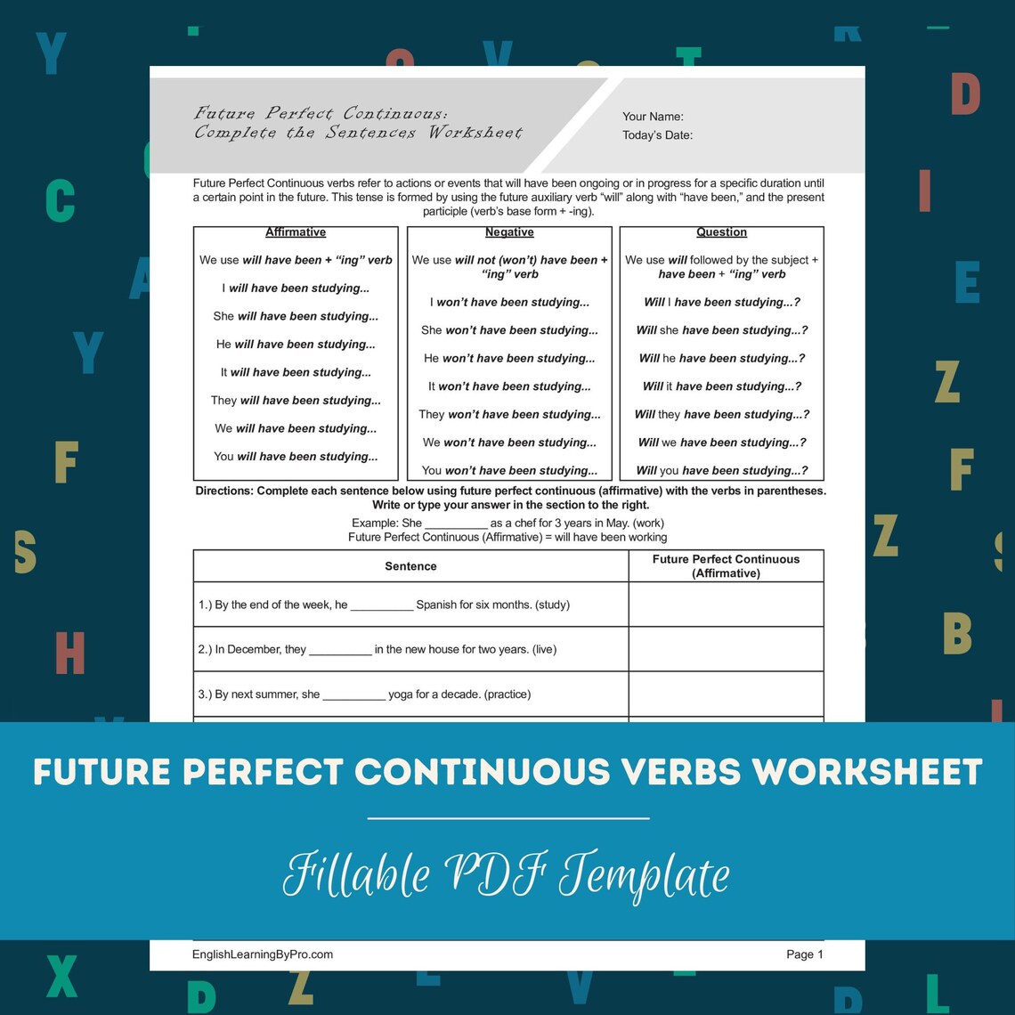 Past Perfect Continuous Worksheets Bundle for English Learners and ...