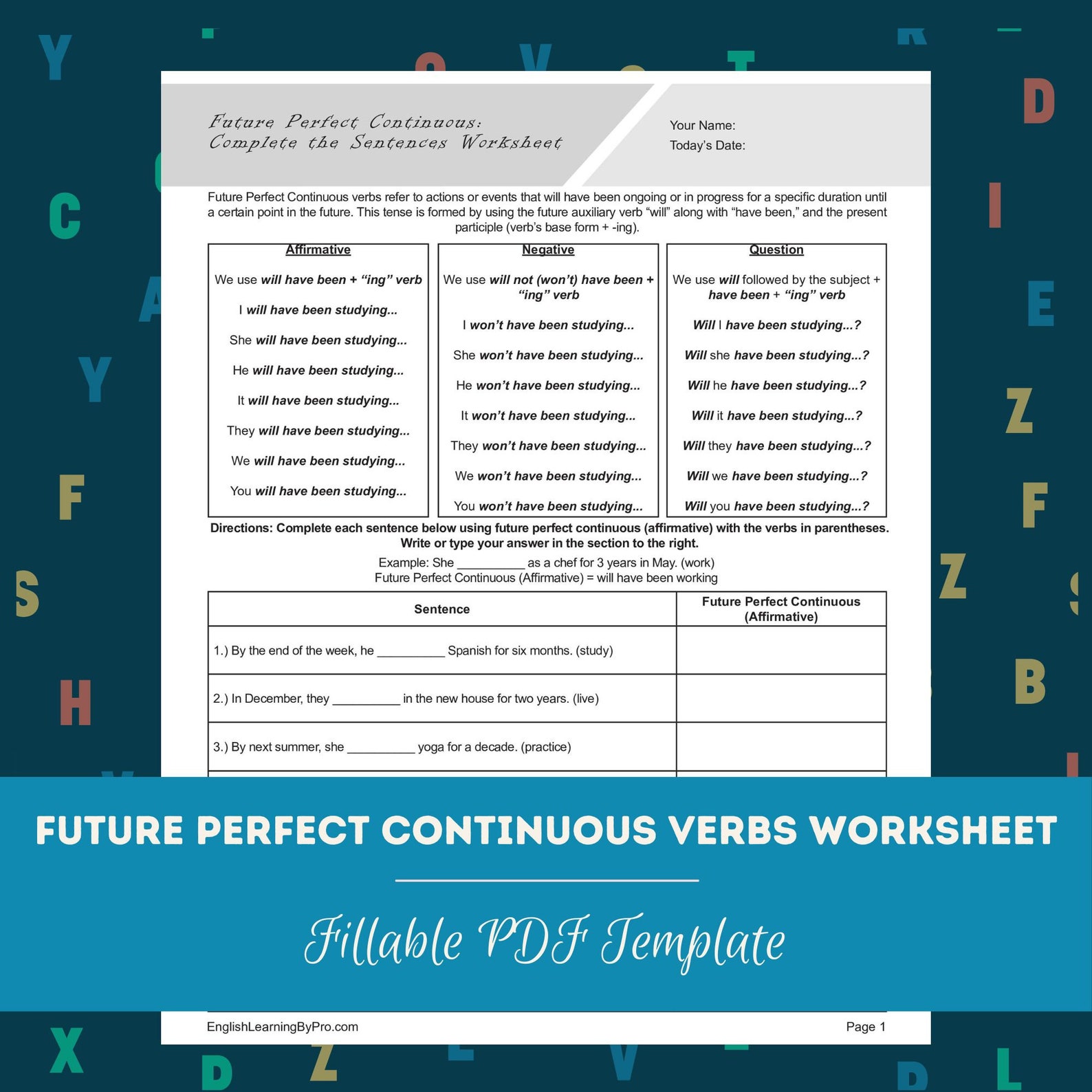 Past Perfect Continuous Worksheets Bundle for English Learners and ...