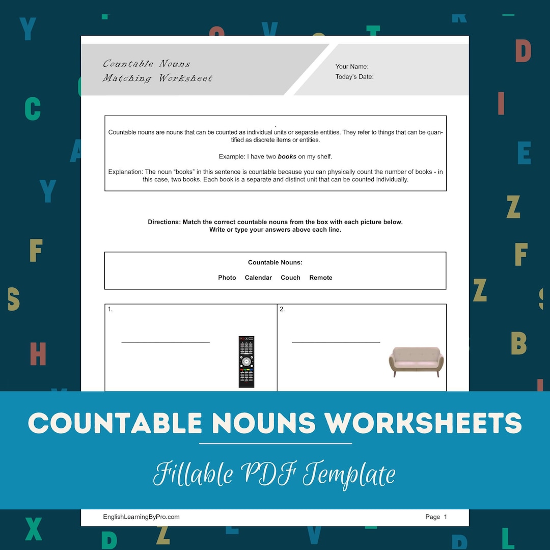 Countable Nouns Worksheets Bundle for English Learners and English ...