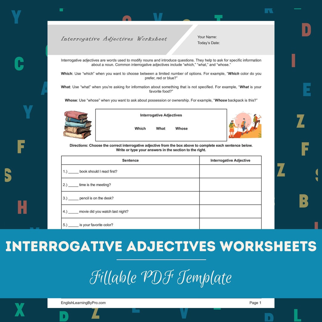 Interrogative Adjectives Worksheets Bundle for English Learners and ...