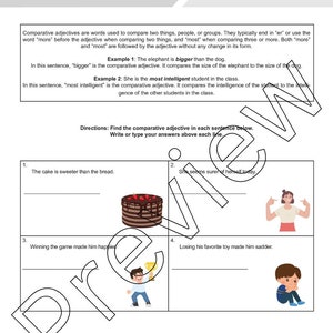 Comparative Adjectives Worksheets Bundle for English Learners and ...