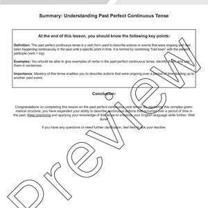 Past Perfect Continuous Tense Verbs Lesson: Introduction + 3 Worksheets ...