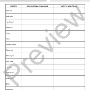 Bathroom Vocabulary Practice Worksheet for English Learners and English ...