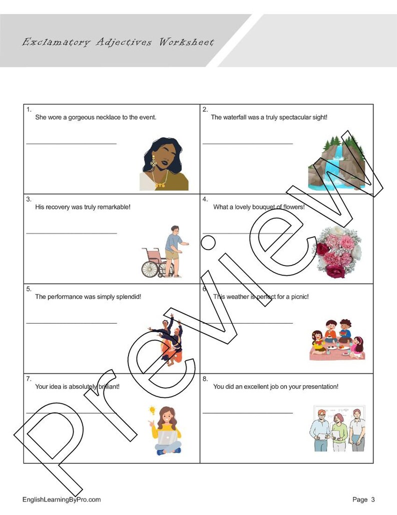 Exclamatory Adjectives Worksheets Bundle for English Learners and ...