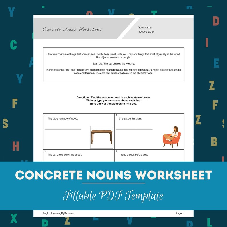 Noun Worksheets Bundle for English Learners and English Teachers ...