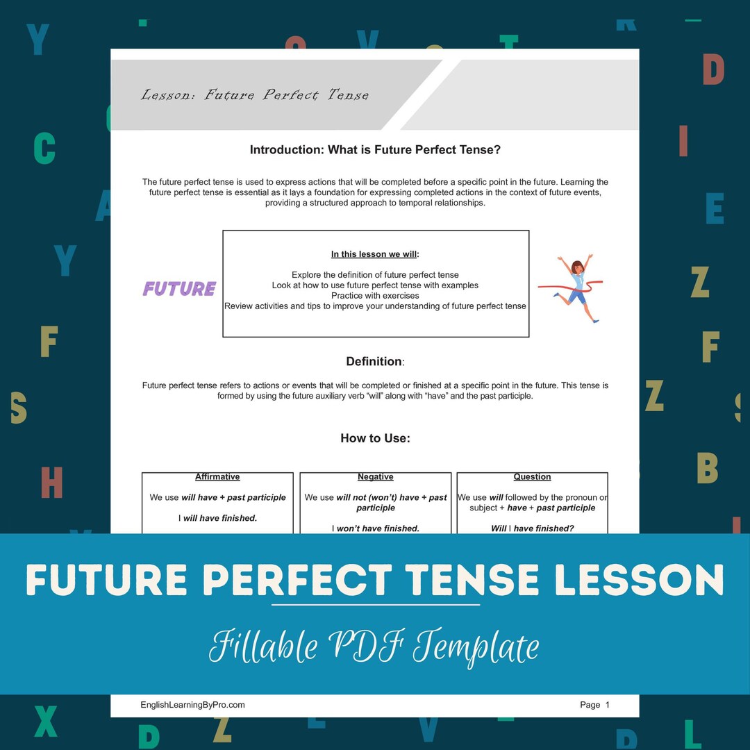 Future Perfect Tense Verb Lesson: Introduction 3 Worksheets editable ...