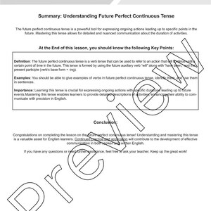 Future Perfect Continuous Tense Verb Lesson: Introduction 3 Worksheets ...