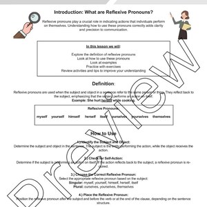 Reflexive Pronouns Lesson: Introduction + 3 Worksheets (editable ...