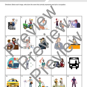 Jobs and Occupations Vocabulary Naming Worksheet for English Learners ...