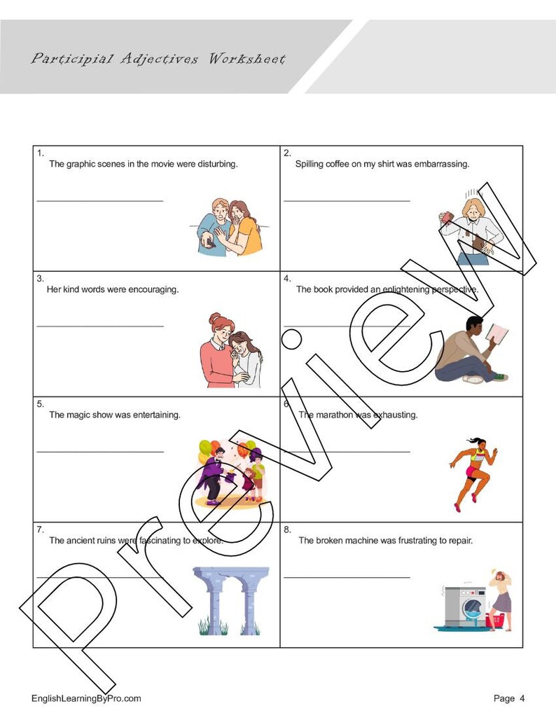 Participial Adjectives Worksheets Bundle for English Learners and ...