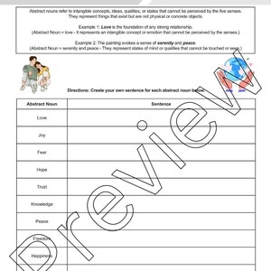 Abstract Nouns Worksheets Bundle for English Learners and English ...