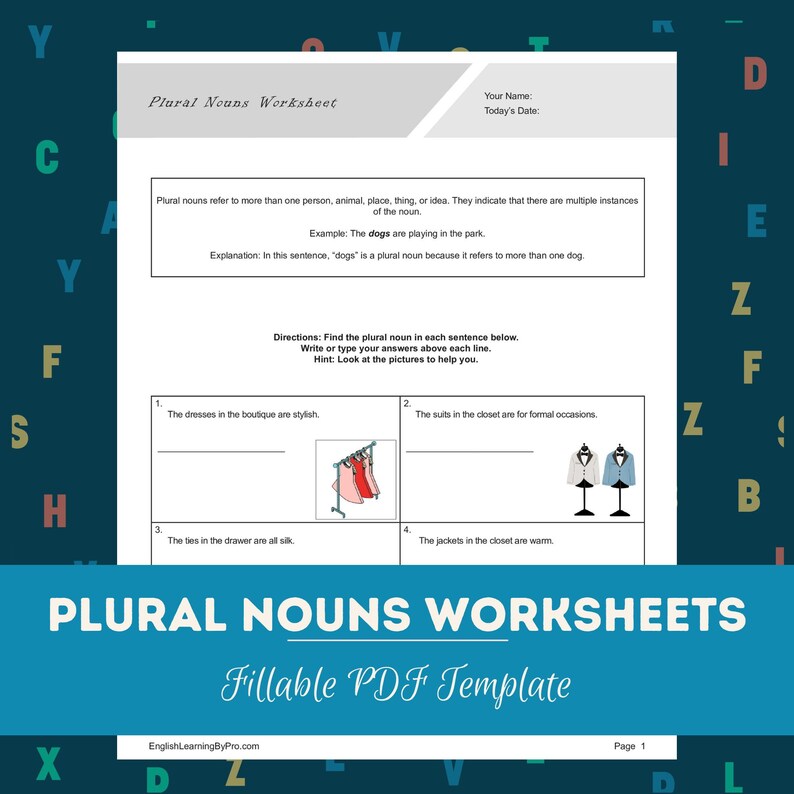 Plural Nouns Worksheets Bundle for English Learners and English ...