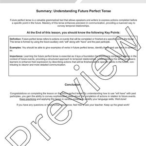 Future Perfect Tense Verb Lesson: Introduction + 3 Worksheets (editable ...