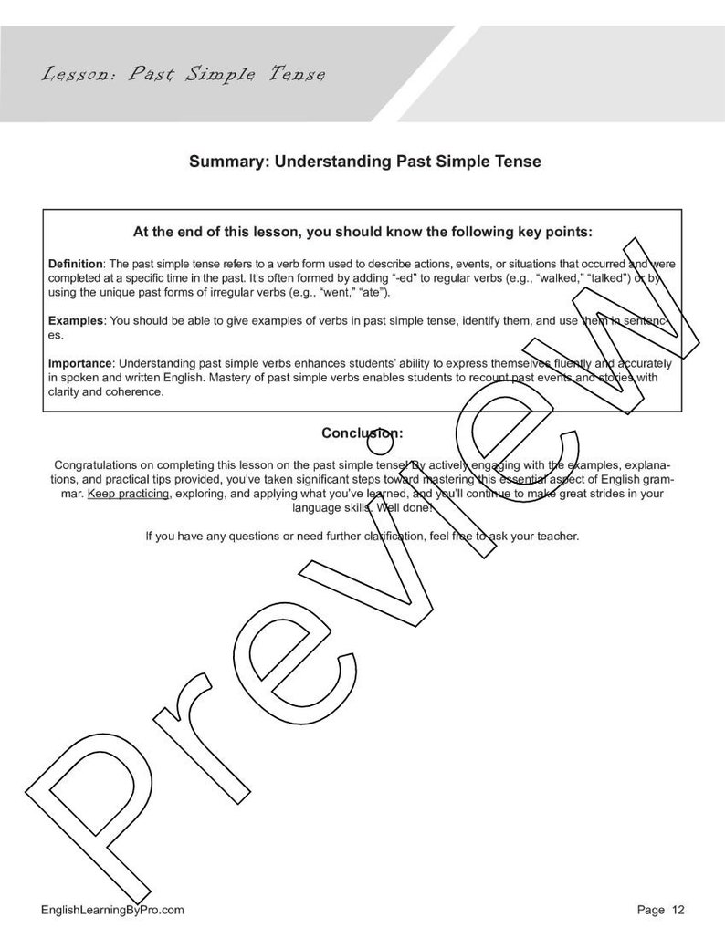 Past Simple Tense Verbs Lesson: Introduction 3 Worksheets editable ...