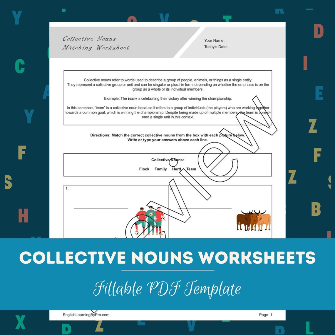 Collective Nouns Worksheets Bundle for English Learners and English ...