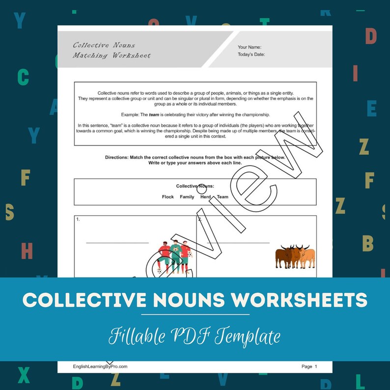 Collective Nouns Worksheets Bundle for English Learners and English ...