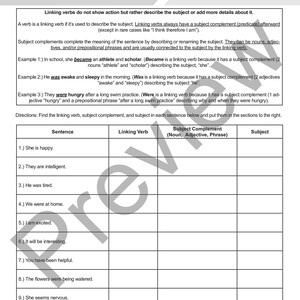 Linking Verbs Worksheets Bundle for English Learners and English ...