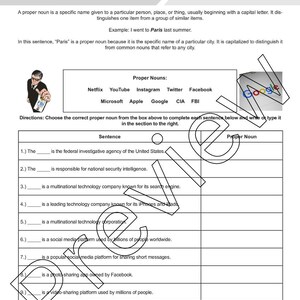 Proper Nouns Worksheets Bundle for English Learners and English ...