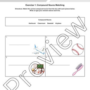 Compound Nouns Lesson: Introduction + 4 Worksheets (editable, Fillable ...