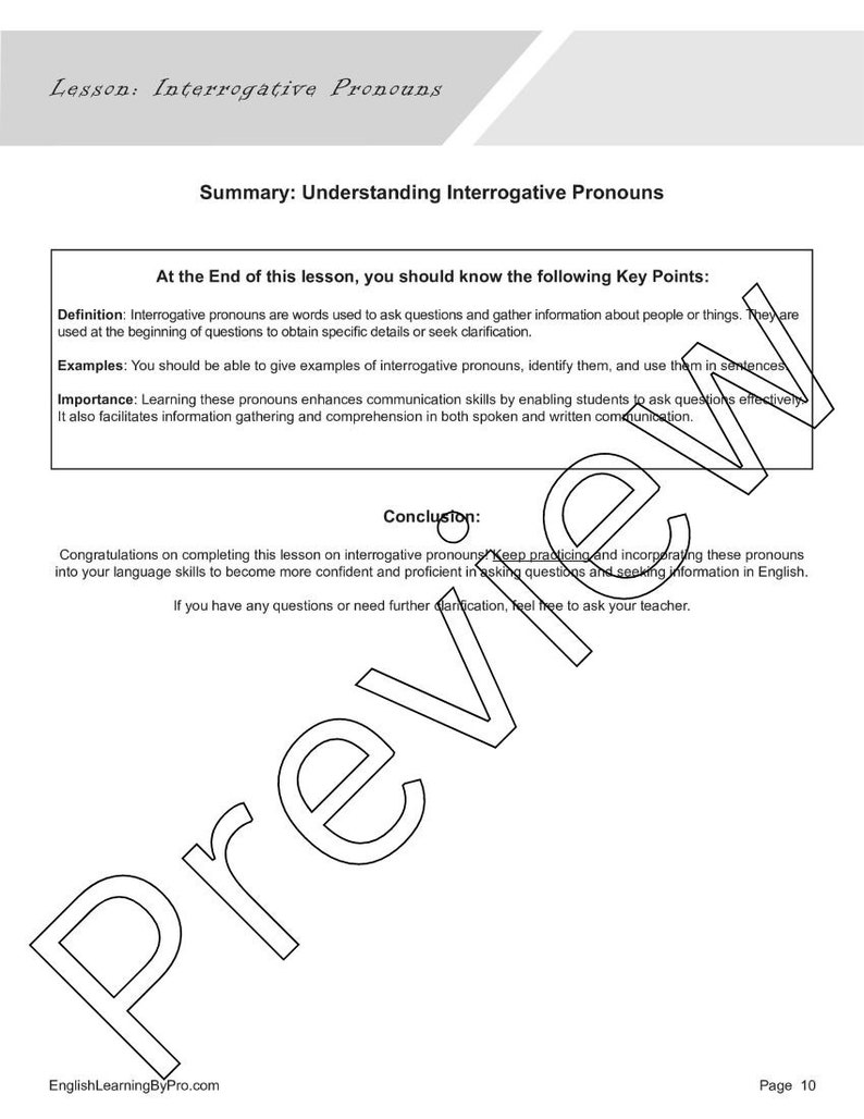 Interrogative Pronouns Lesson: Introduction + 2 Worksheets (editable ...