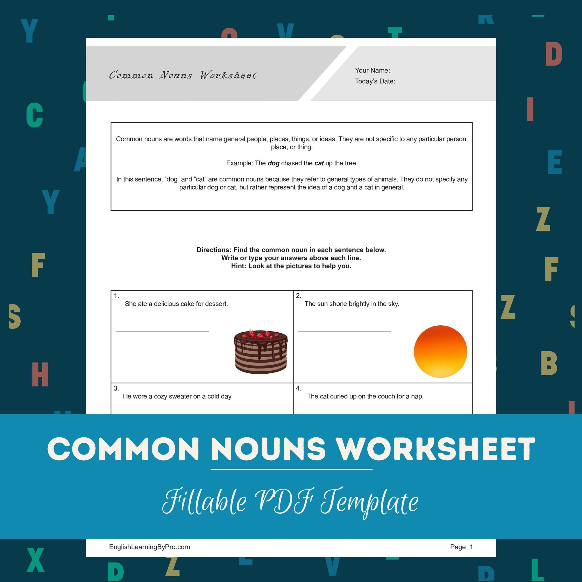 Noun Worksheets Bundle for English Learners and English Teachers ...