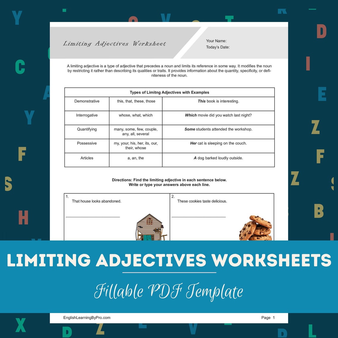 Limiting Adjectives Worksheets Bundle for English Learners and English ...