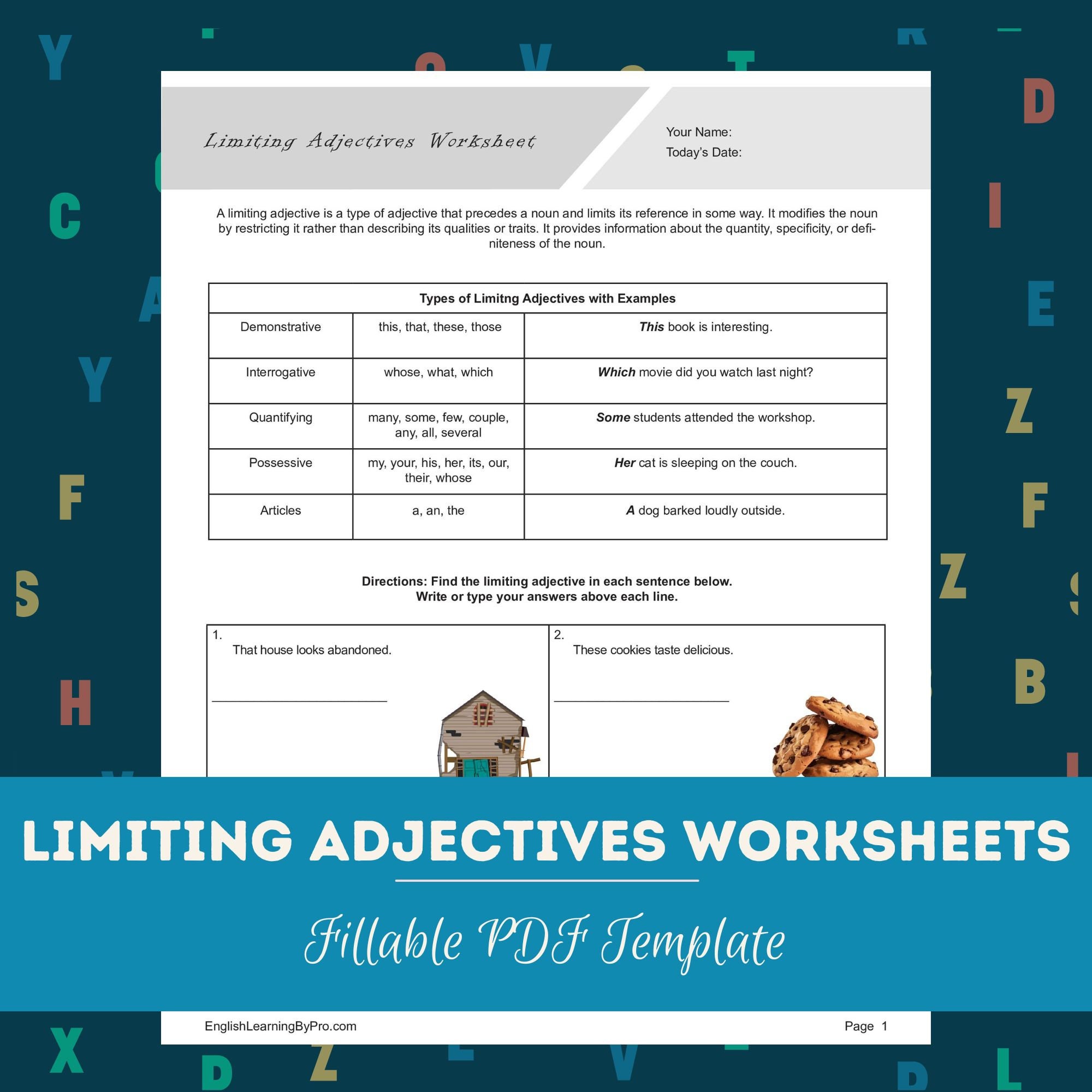 Limiting Adjectives Worksheets Bundle for English Learners and English ...