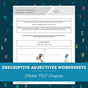 Descriptive Adjectives Worksheets Bundle for English Learners and ...
