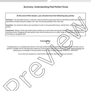 Past Perfect Tense Verbs Lesson: Introduction + 3 Worksheets (editable ...