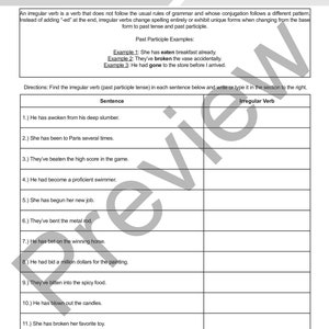 Irregular Verbs Worksheets Bundle for English Learners and English ...