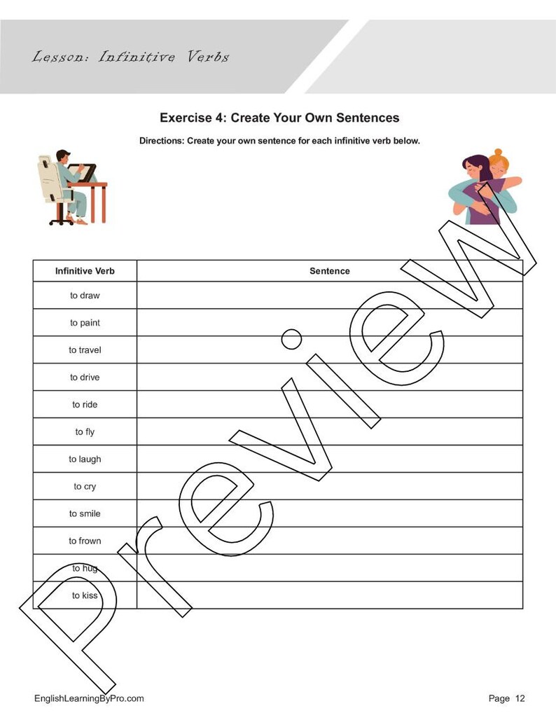 Infinitive Verbs Lesson: Introduction + 4 Worksheets (editable ...
