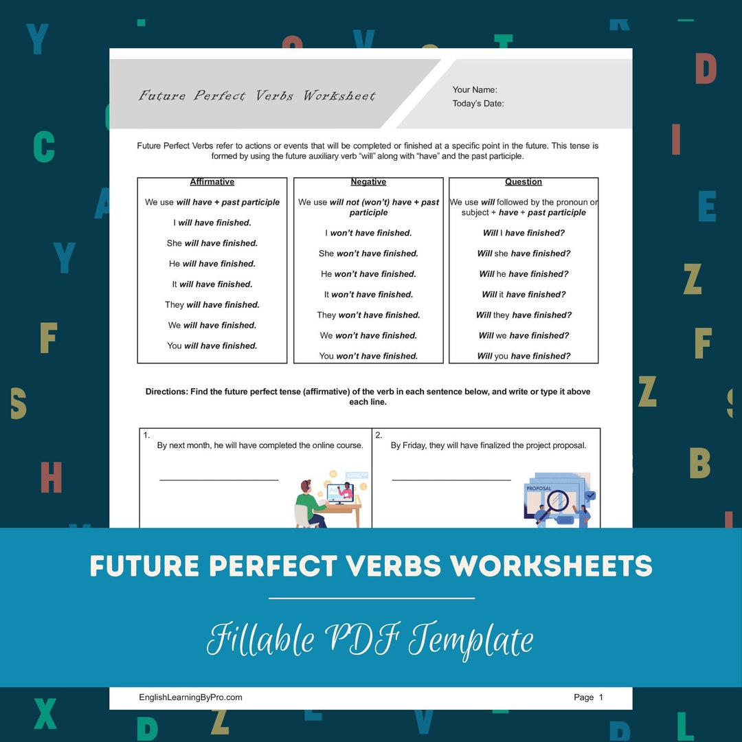 Future Perfect Verbs Worksheets Bundle for English Learners and English ...