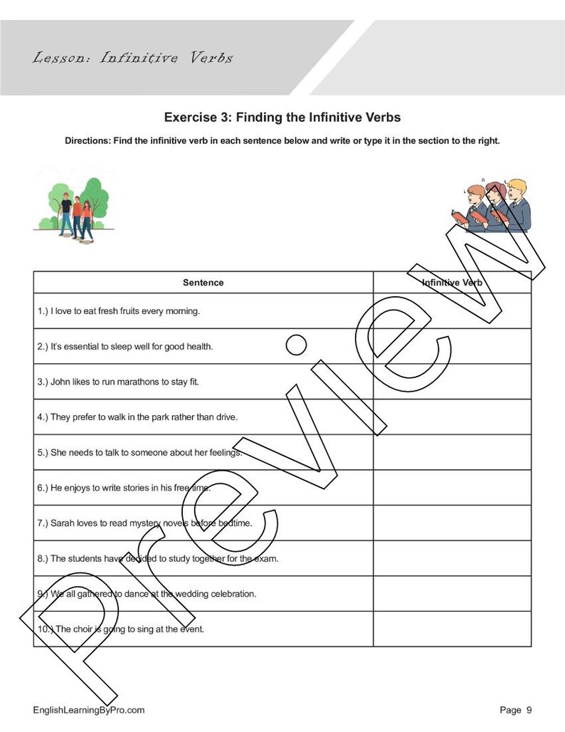 Infinitive Verbs Lesson: Introduction + 4 Worksheets (editable ...