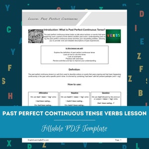 Past Perfect Continuous Tense Verbs Lesson: Introduction + 3 Worksheets ...