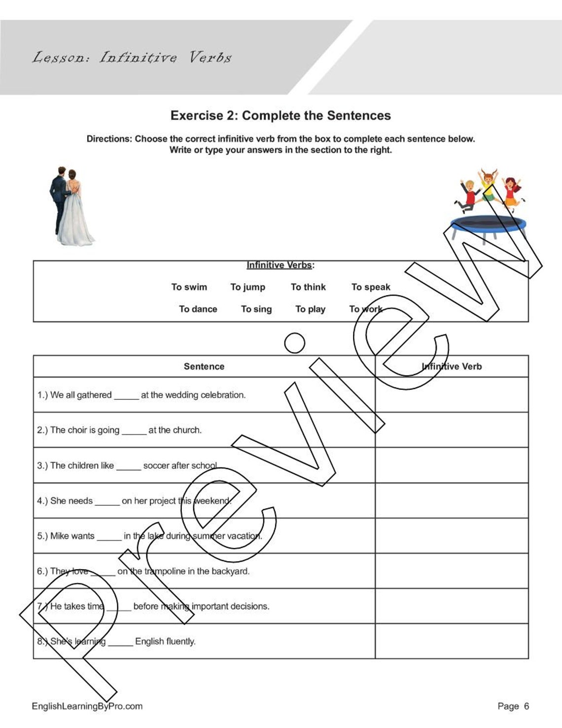 Infinitive Verbs Lesson: Introduction + 4 Worksheets (editable ...