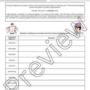 Compound Adjectives Worksheets Bundle for English Learners and English ...