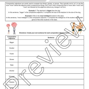 Comparative Adjectives Worksheets Bundle for English Learners and ...