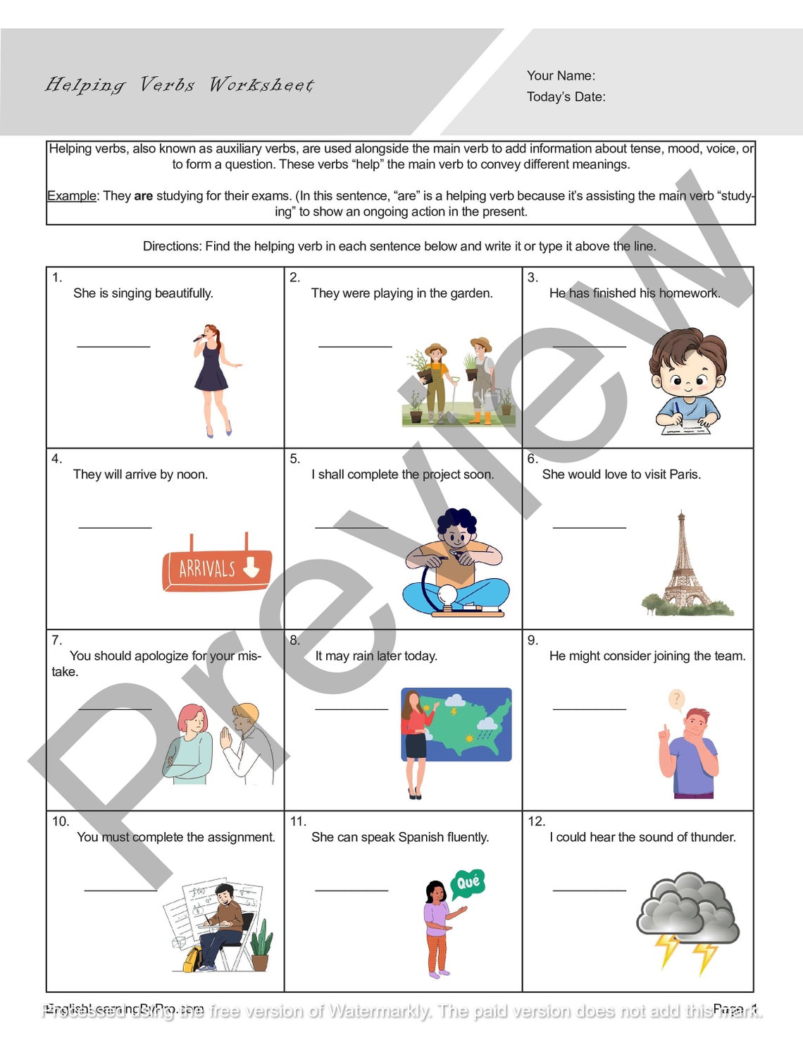 Helping Verbs Worksheets Bundle for English Learners and English ...