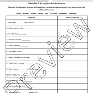 Reflexive Pronouns Lesson: Introduction + 3 Worksheets (editable ...
