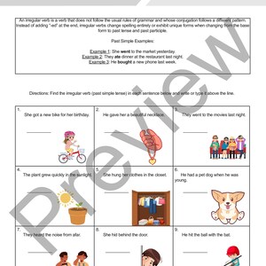 Irregular Verbs Worksheets Bundle for English Learners and English ...