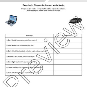 Modal Verbs Lesson: Introduction + 5 Worksheets (editable, Fillable ...